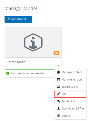 SYNCHRO Construction Solution - iModel Options (New Projects) - Communities