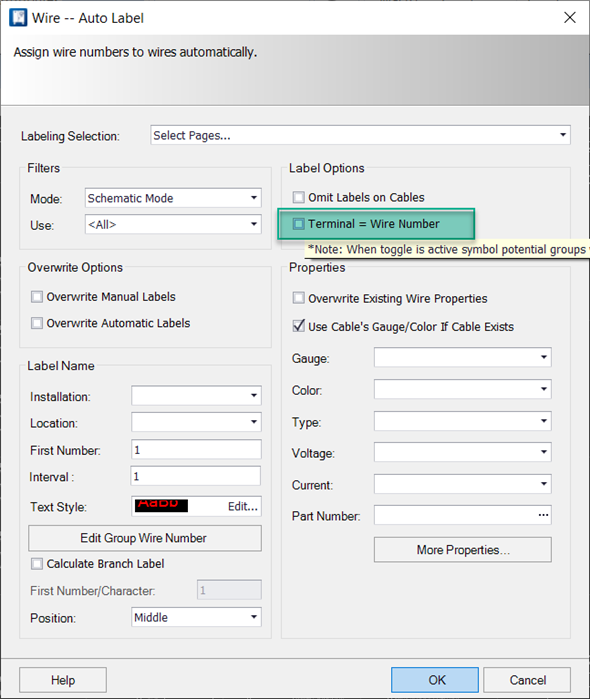 OpenUtilities - How to do Auto Wire numbering match to the Terminals - Communities