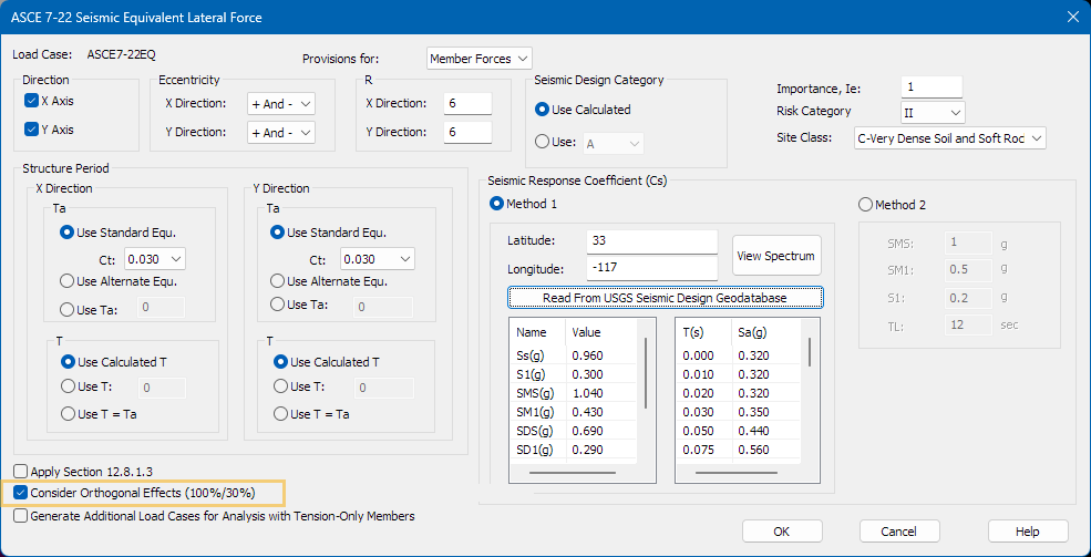 RAM | STAAD | ADINA - Orthogonal Effects option in ASCE 7 load cases ...