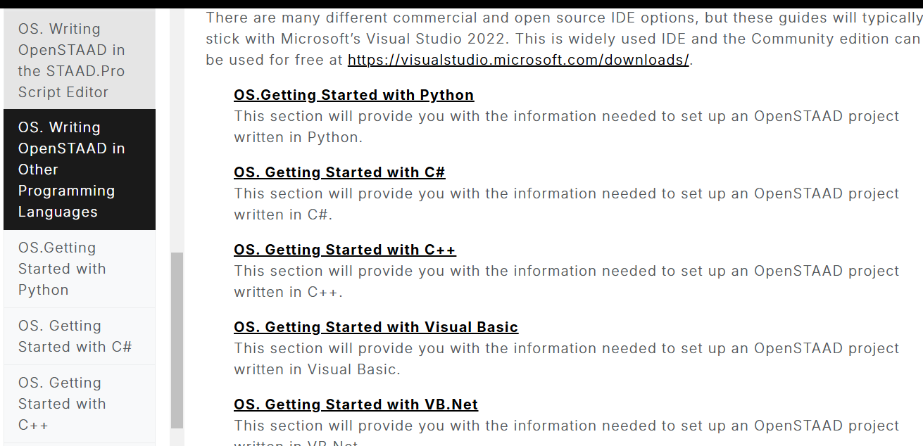 Bentley 中文技术资料库 - 技术资料库 - 如何使用不同的编程语言来使用OpenSTAAD？ - Communities
