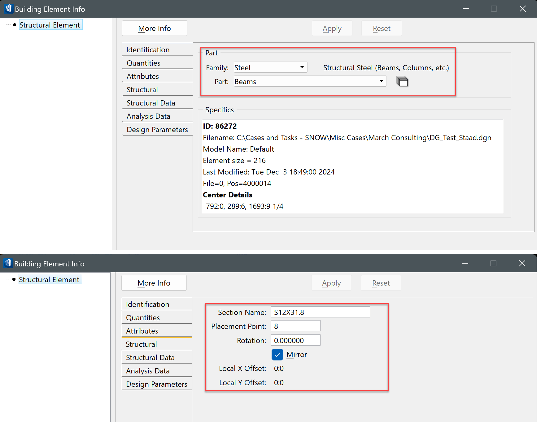 OpenBuildings - Member section properties are missing in exported ISM ...