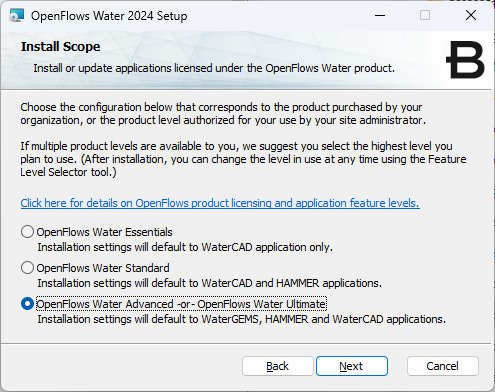 OpenFlows | Water Infrastructure - OpenFlows Product Licensing and Feature Levels (New for 2024 ...